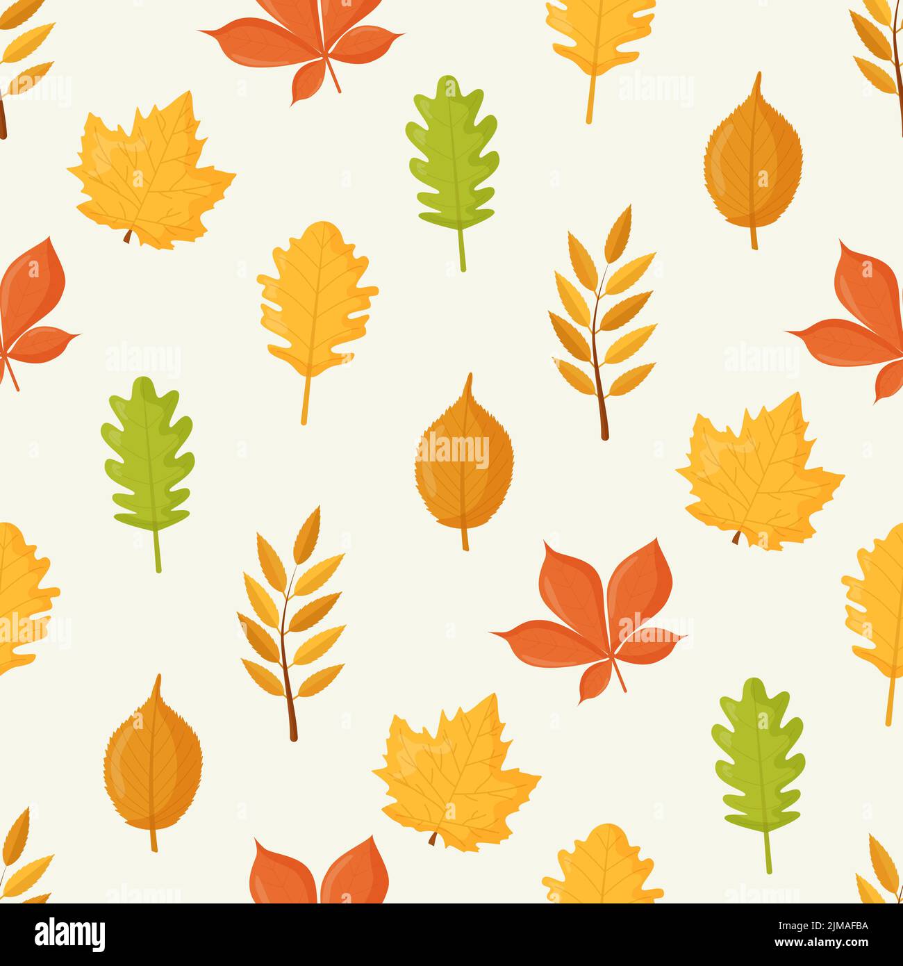 Autumn leaves seamless pattern, Flat vector illustration Stock Vector ...