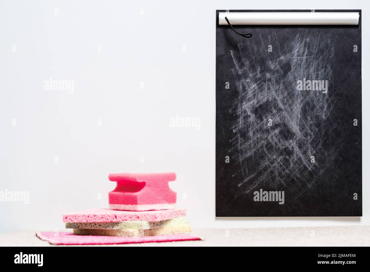 cleaning supplies shopping sponge checklist mockup Stock Photo - Alamy