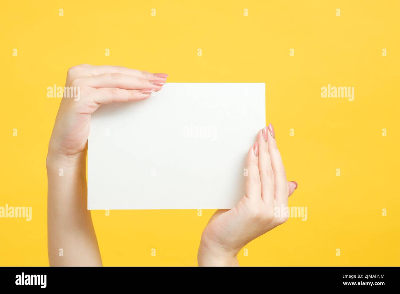 information paper mockup woman hand copy space Stock Photo - Alamy
