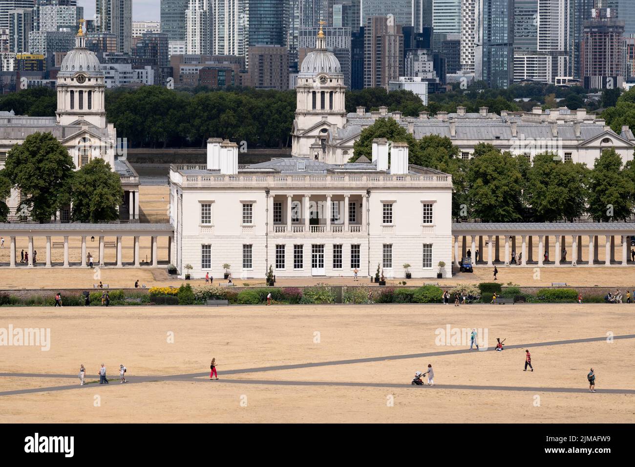 Overlooked by the former royal residence, Queen's House, park users ...