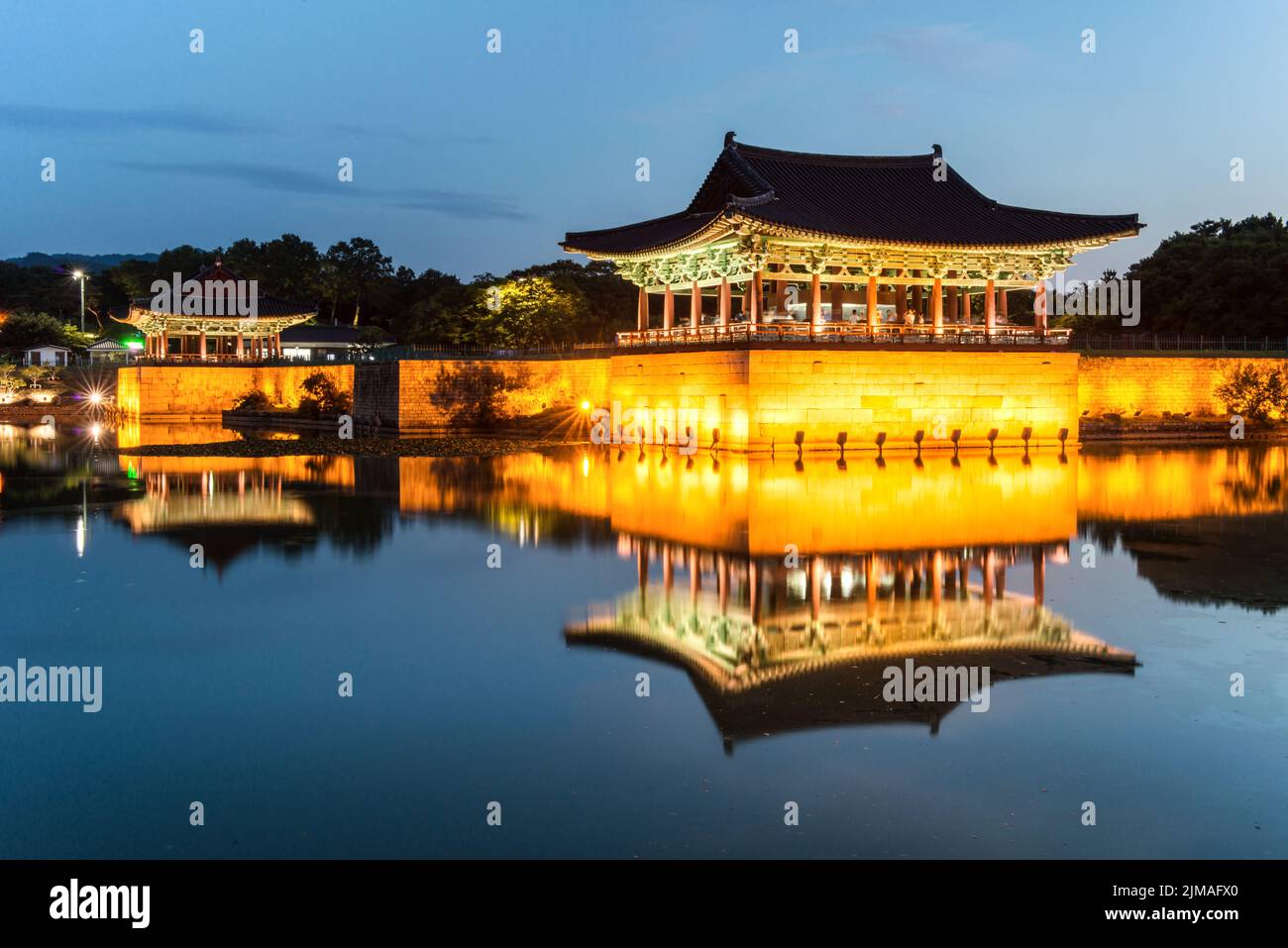 Donggung Palace and Wolji Pond at Night, Gyeongju, South Korea Stock ...