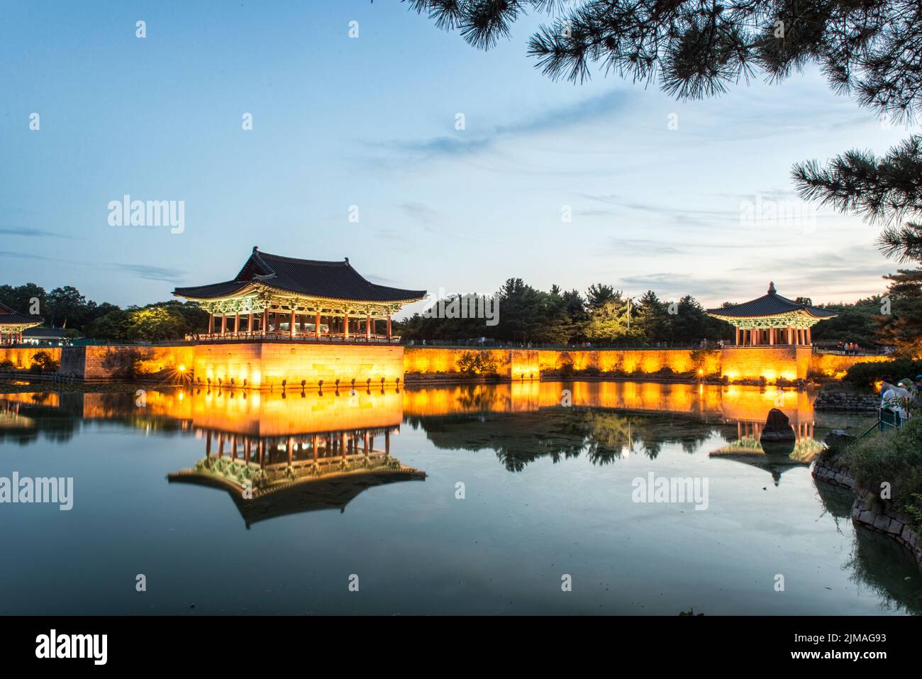 Donggung Palace and Wolji Pond at Night, Gyeongju, South Korea Stock ...