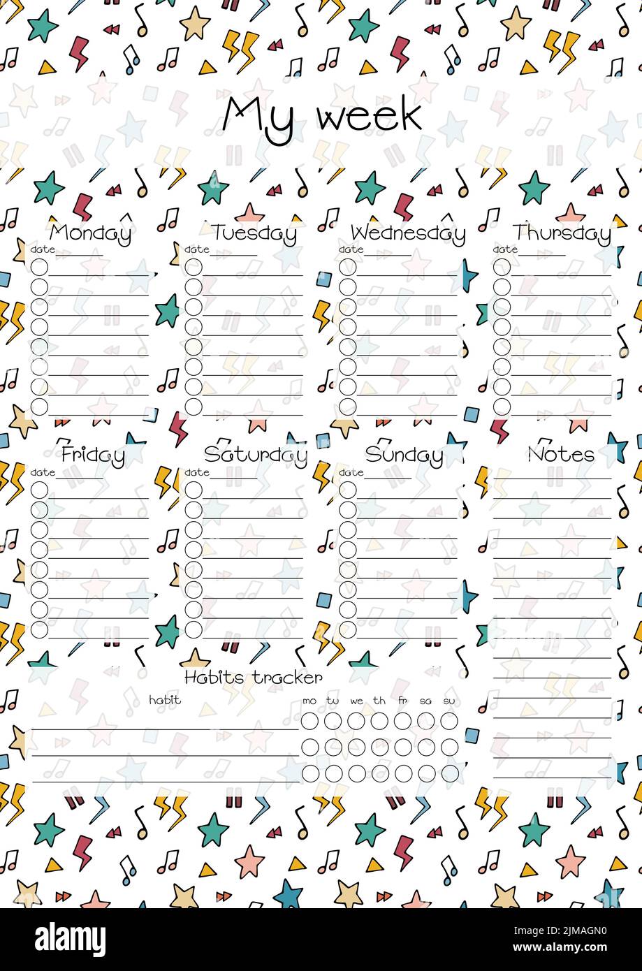 Printable weekly planner doodle layout hi-res stock photography and ...