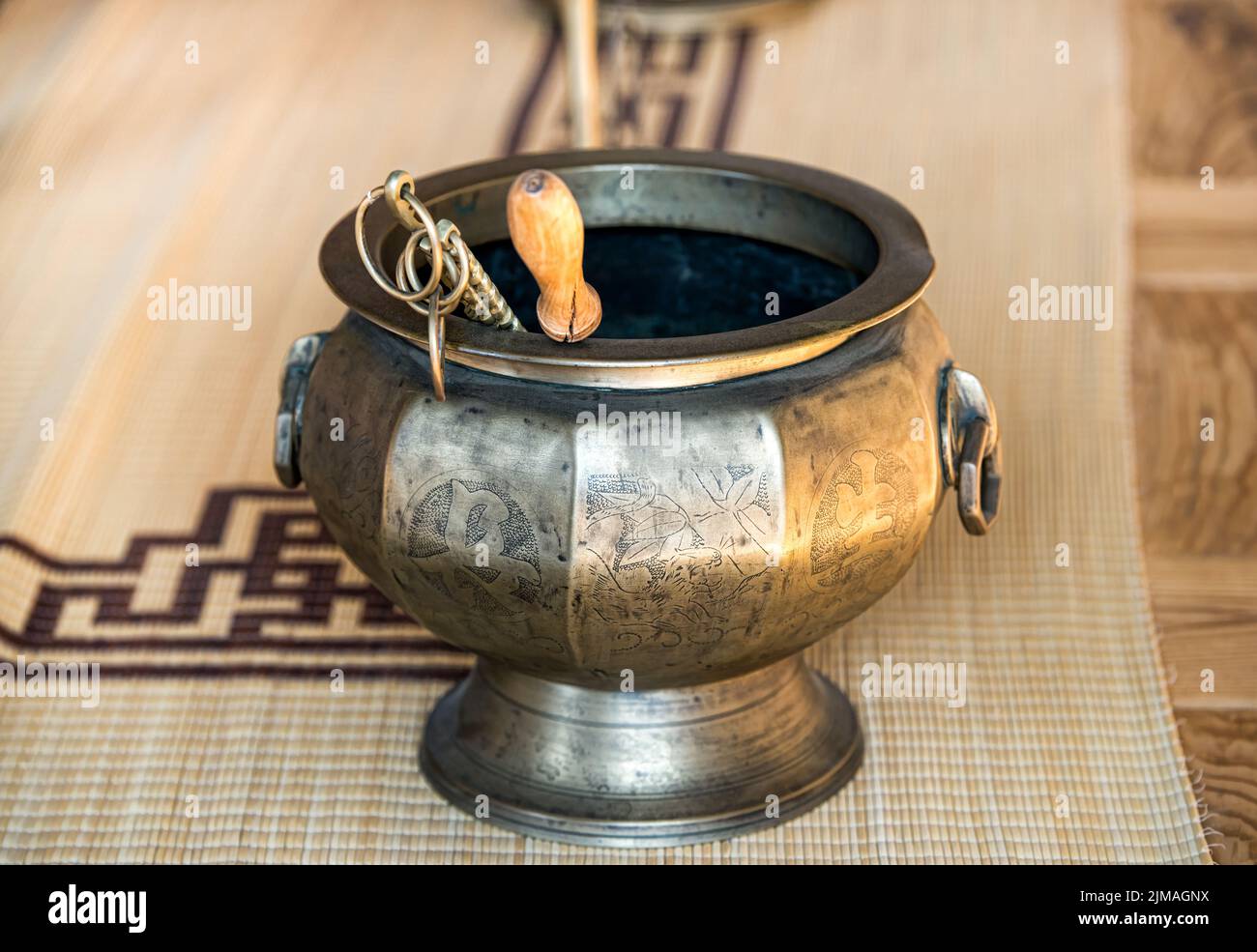 Ancient pot, used for fire prevention in a palace, Seoul, Korea Stock ...