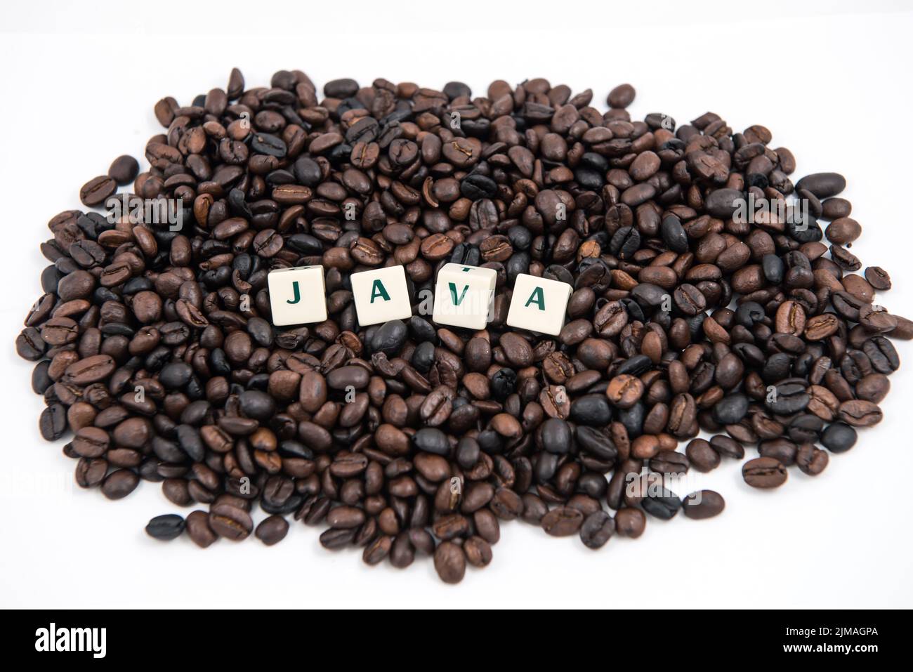 JAVA white cube text on white background AND coffee beans background ...