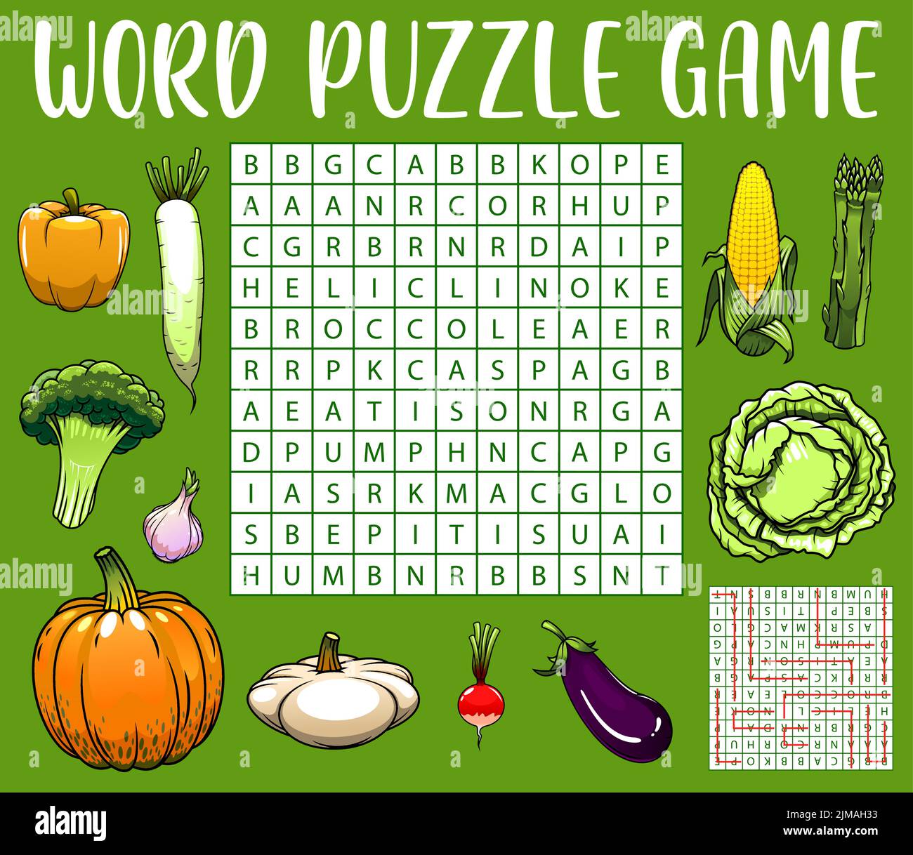 Raw farm vegetables on word search puzzle game worksheet. Child quiz ...