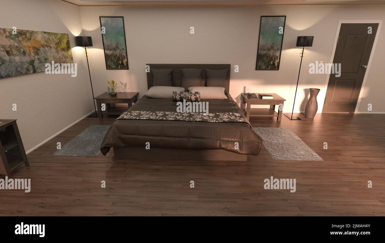3D-illustration of an empty hotel room from vacation Stock Photo - Alamy
