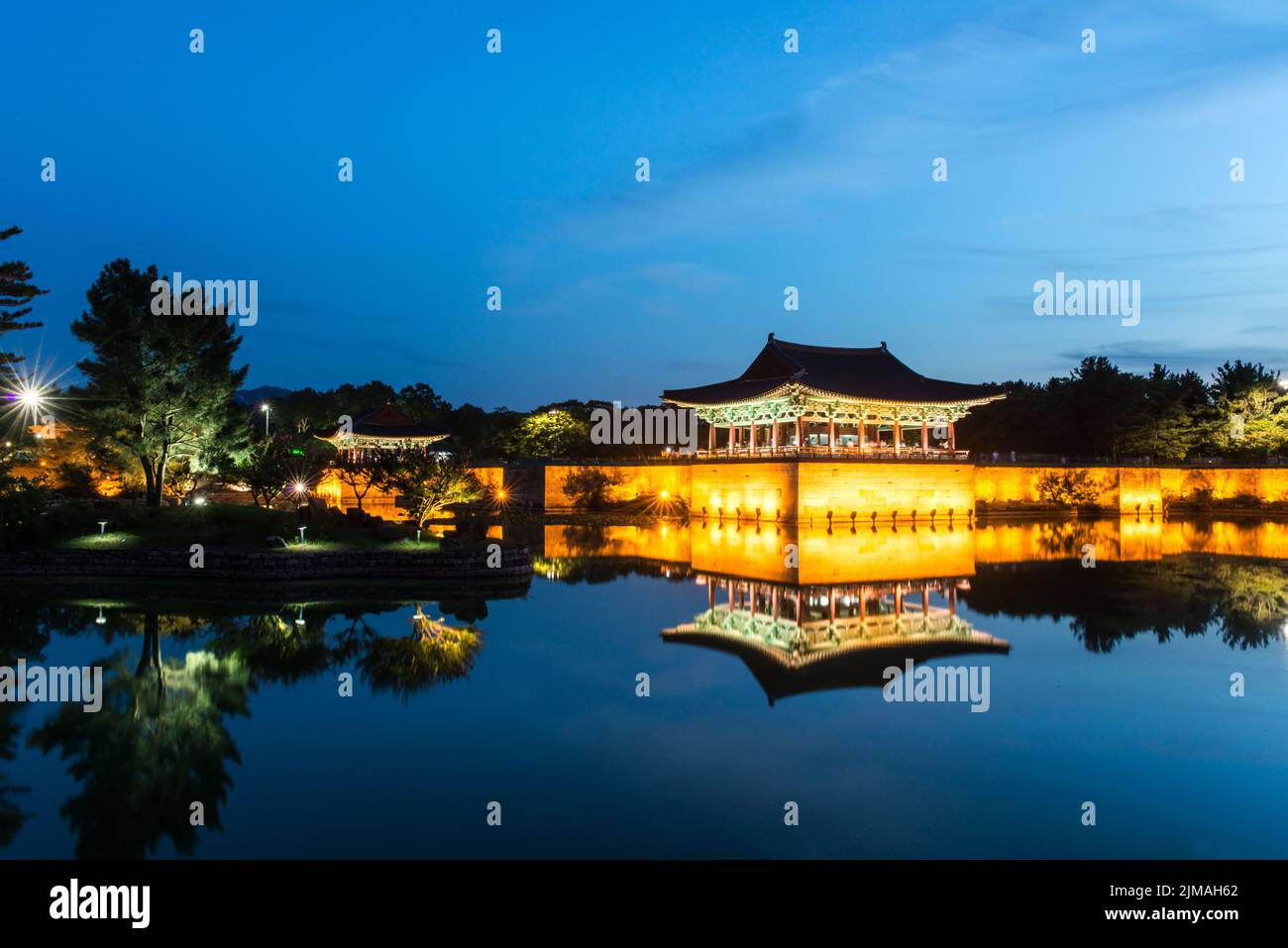 Donggung Palace and Wolji Pond at Night, Gyeongju, South Korea Stock ...