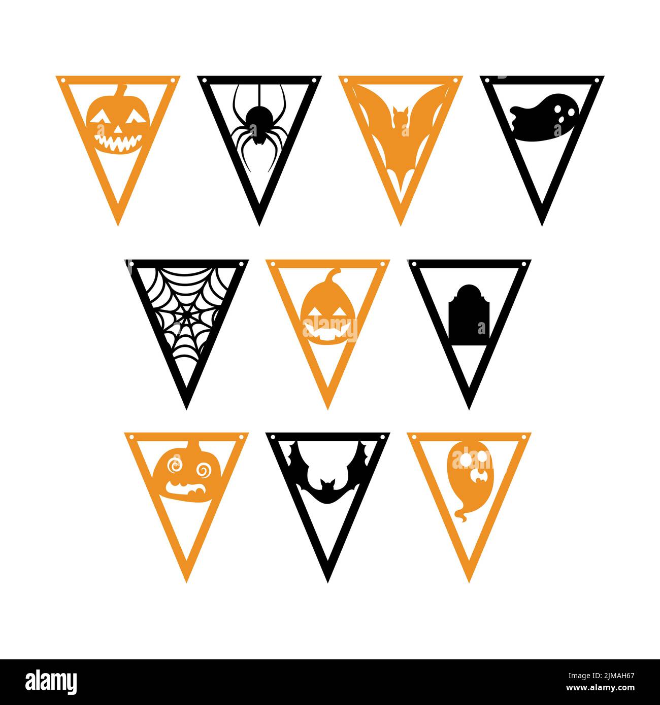 Halloween bunting banner. Set flags decoration for party, nursery wall ...