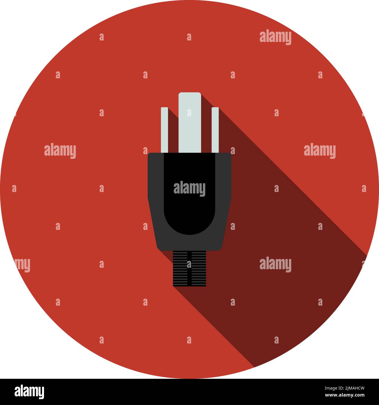 Electrical Plug Icon. Flat Circle Stencil Design With Long Shadow ...