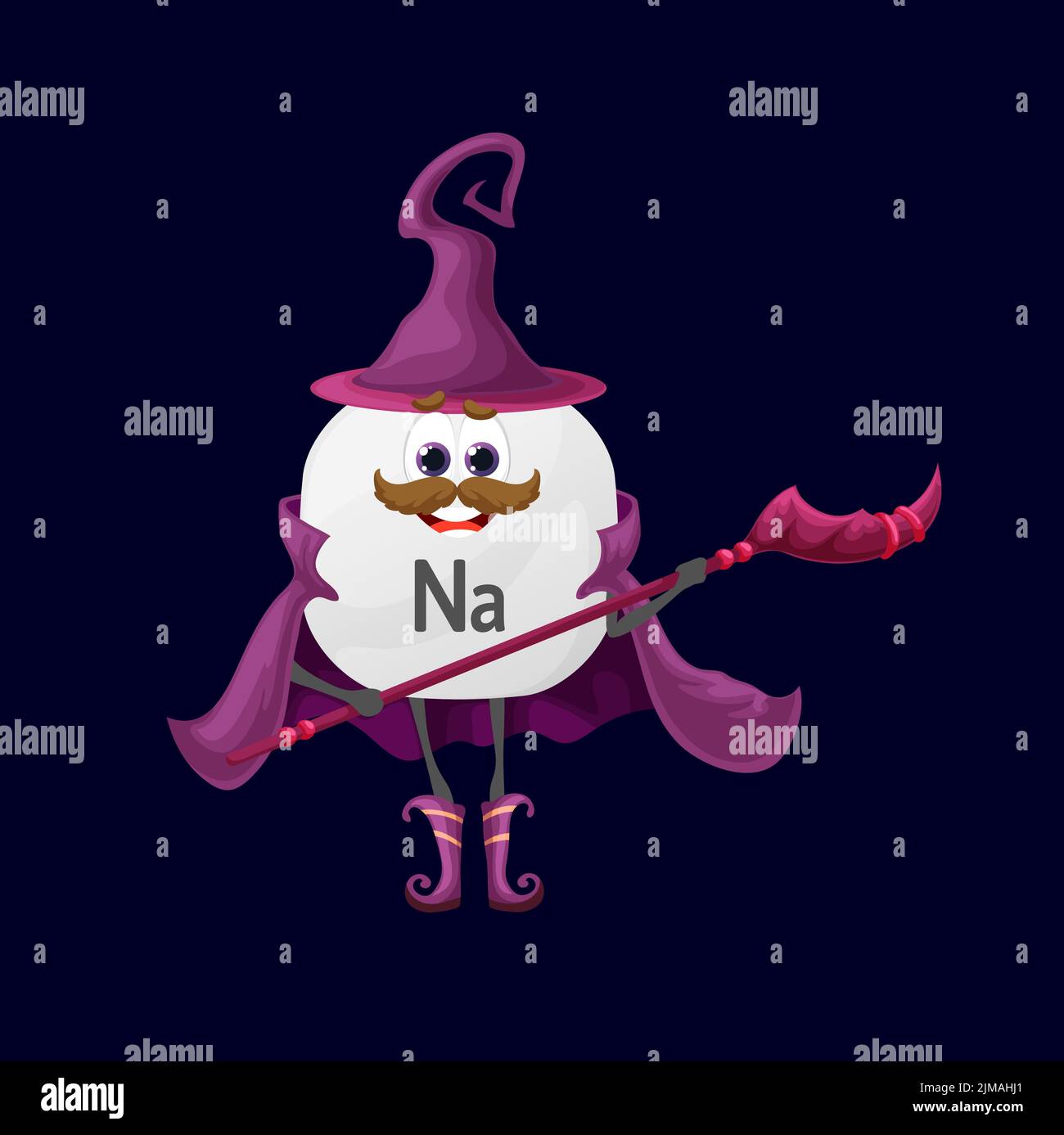 Cartoon sodium or natrium micronutrient mage character. Isolated happy ...