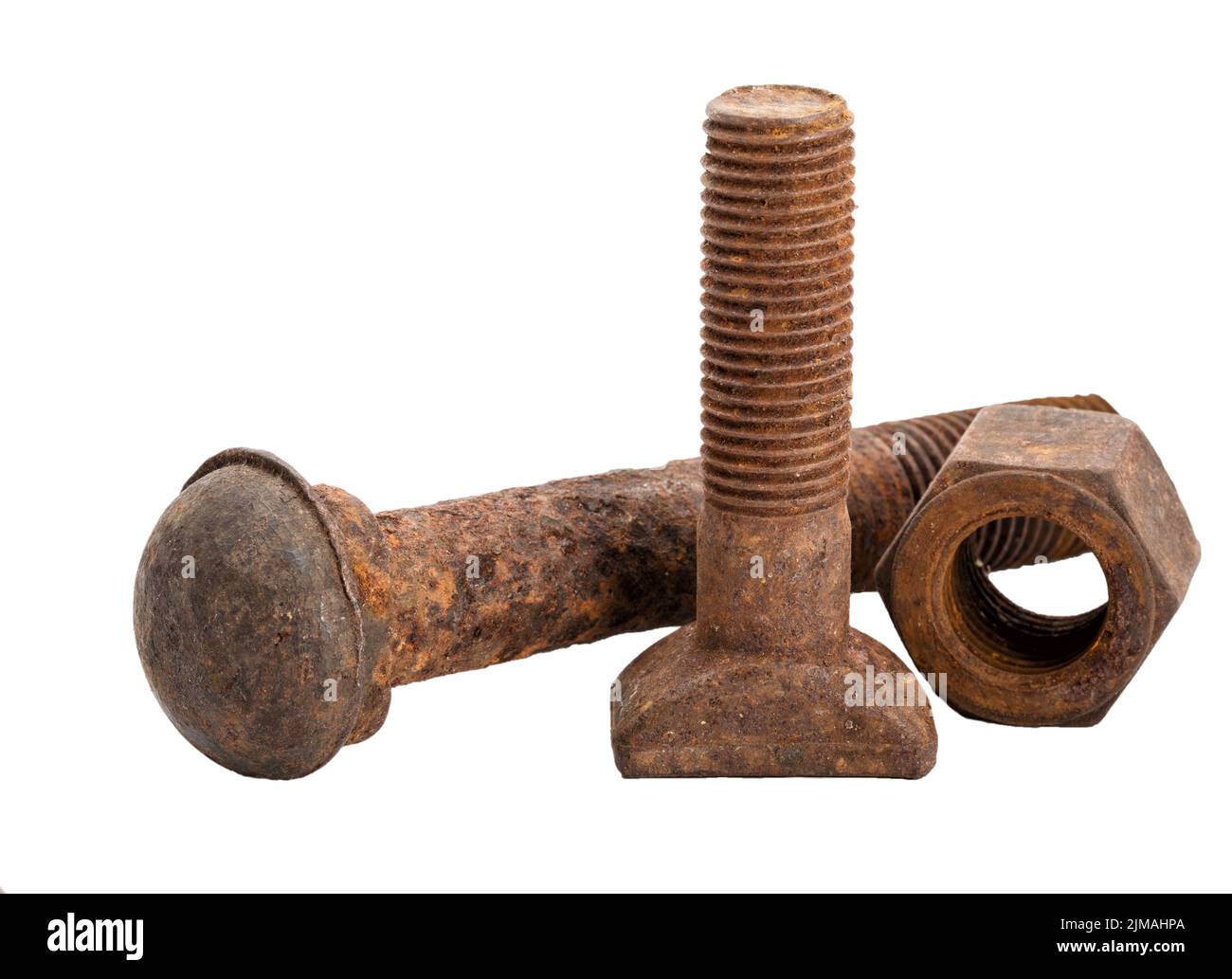 Rusty bolt with a nut on white background isolated Stock Photo - Alamy