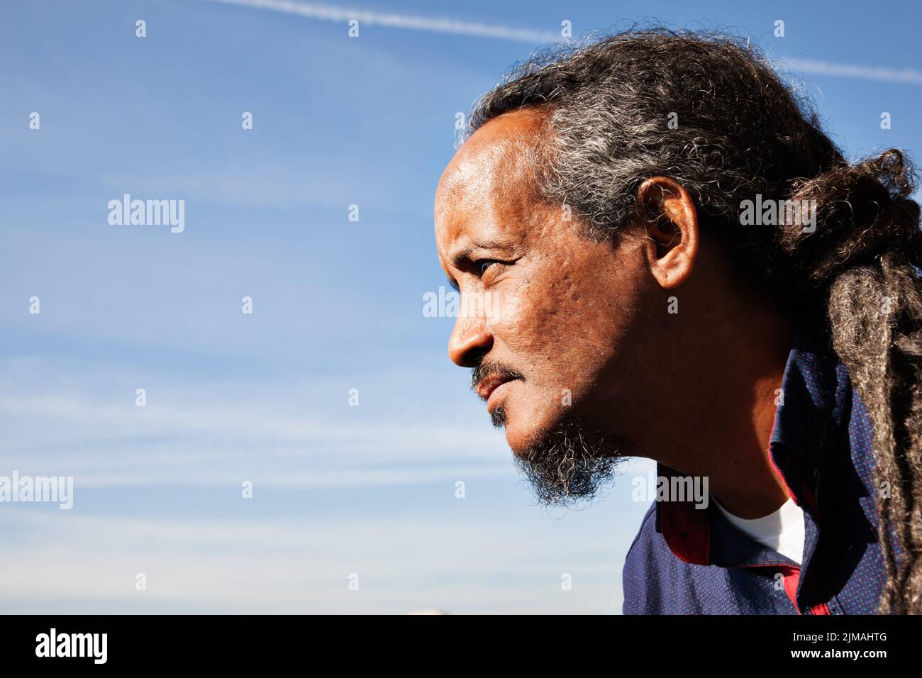 Rasta man black portrait sky Stock Photo - Alamy