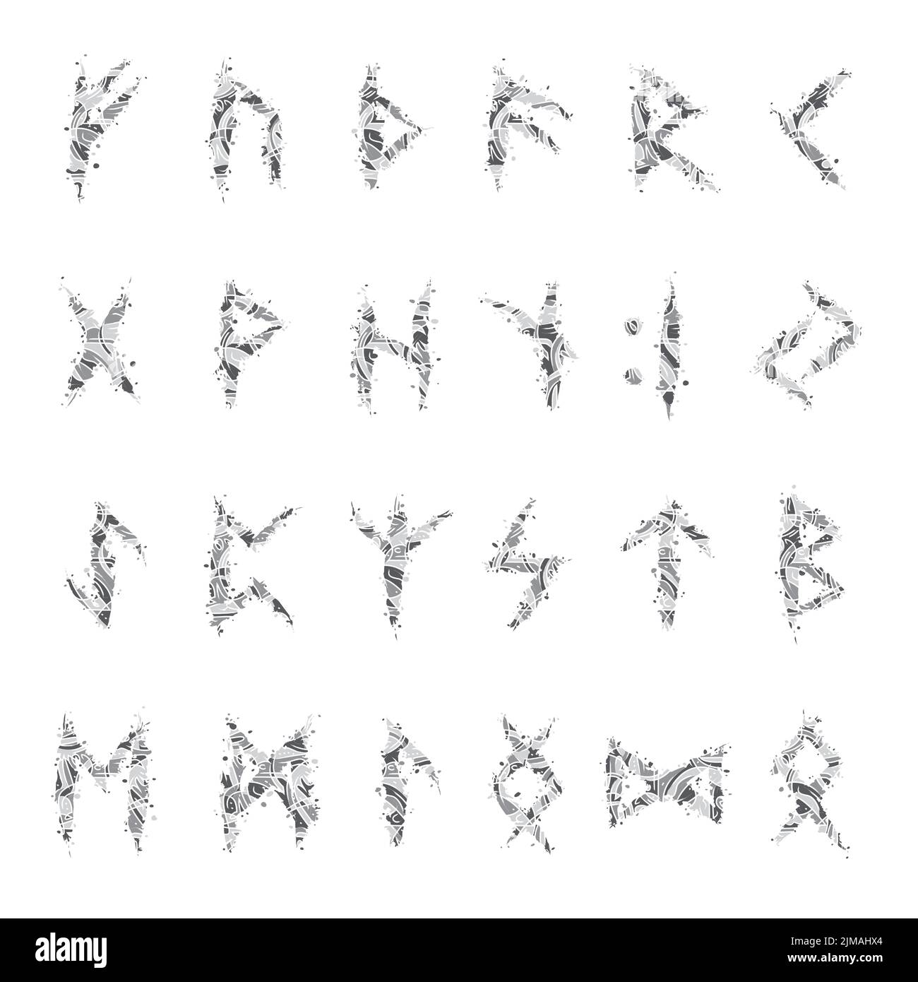 Runic alphabet scandinavian grey scratched letters Stock Vector Image ...