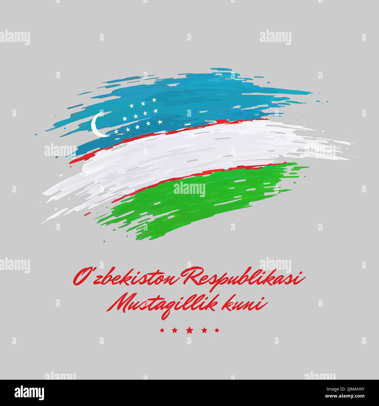 September 1, independence day uzbekistan. Uzbek flag painted with brush ...