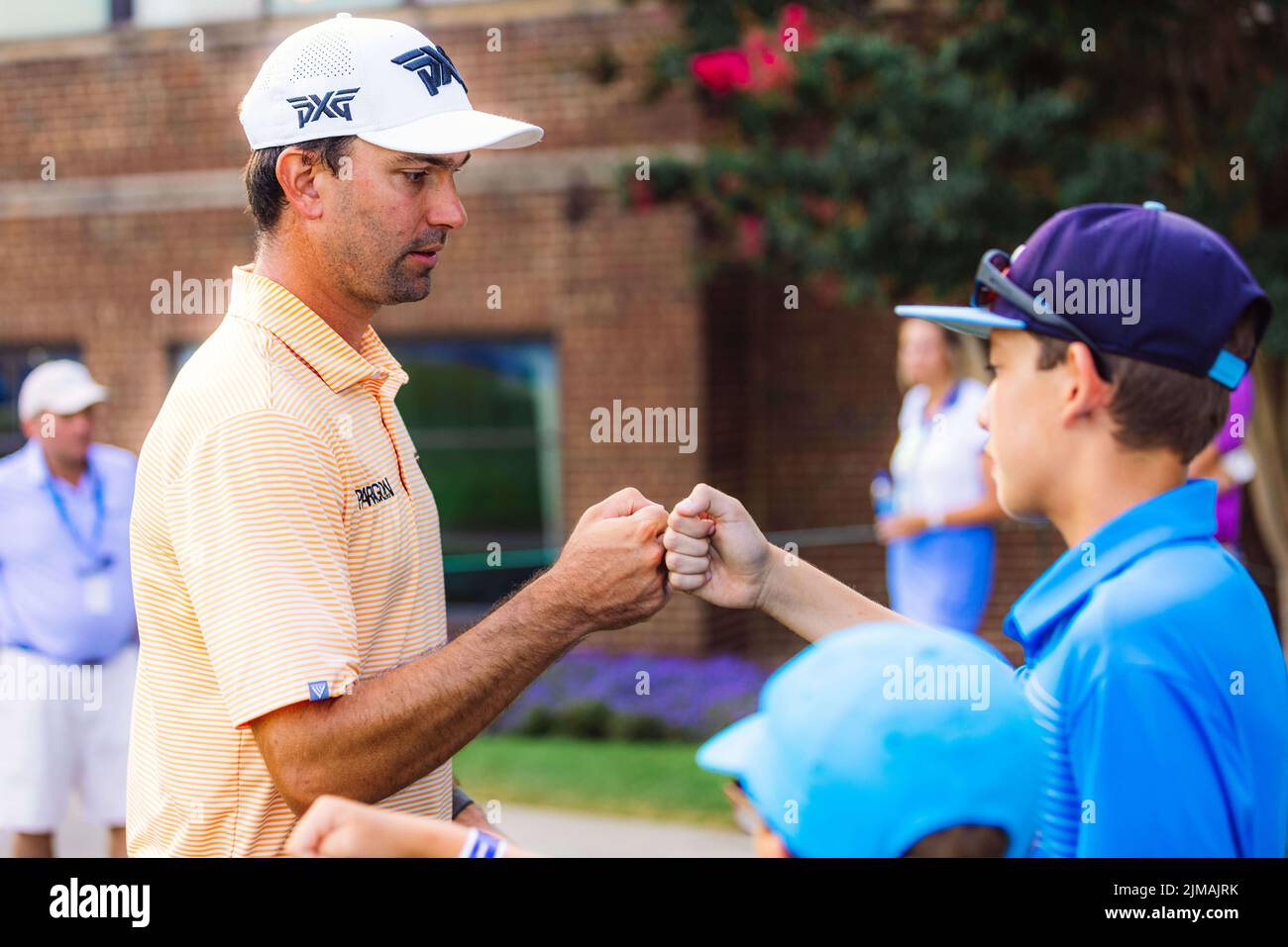 August 4, 2022: Matthew NeSmith fist bumps a young fan after finishing ...