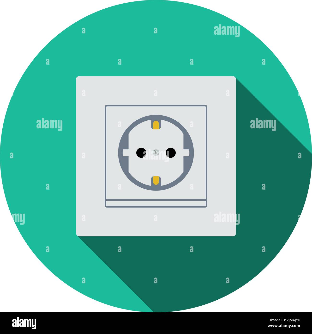 Europe Electrical Socket Icon. Flat Circle Stencil Design With Long ...