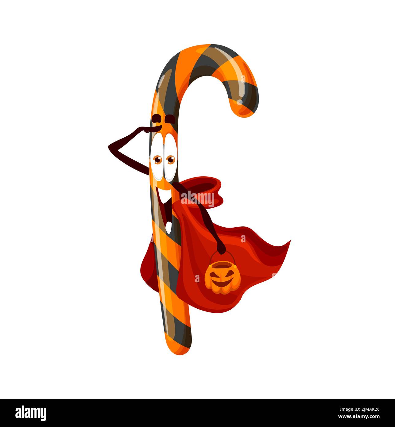 Cartoon Halloween candy cane character, vector funny traditional ...