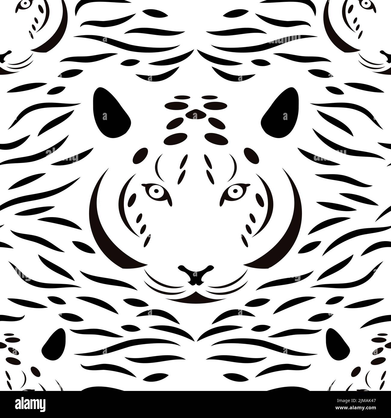 Tiger. Head, fur texture. Seamless pattern. Cartoon style Stock Vector ...
