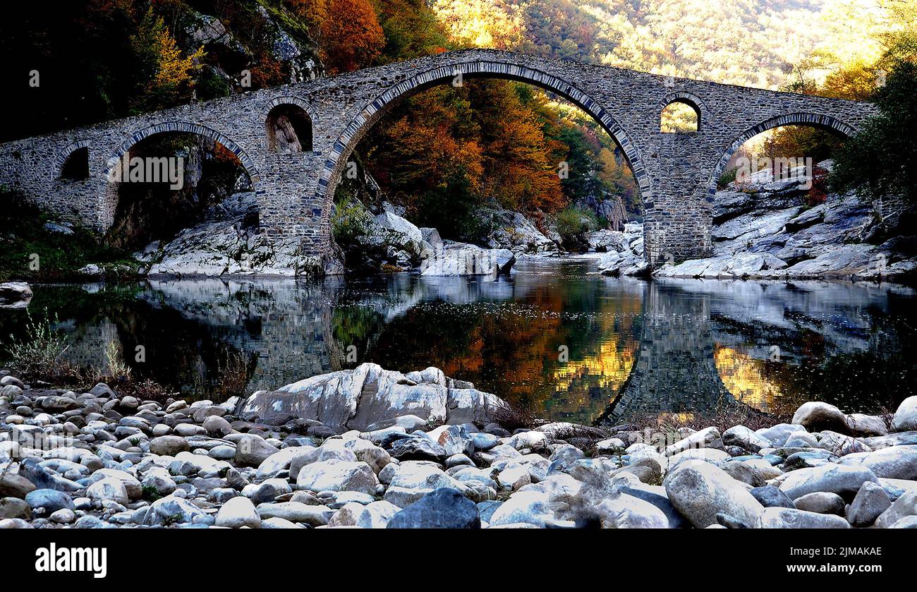 A low-angle view of a beautiful bridge above the water Stock Photo - Alamy