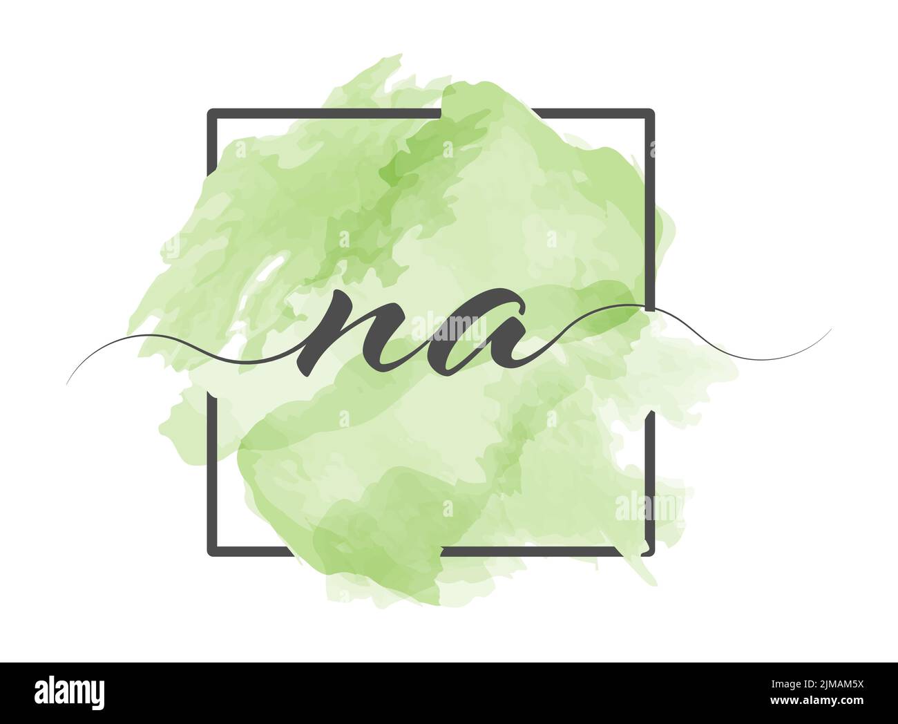 Calligraphic lowercase letters N and A are written in a solid line on a ...