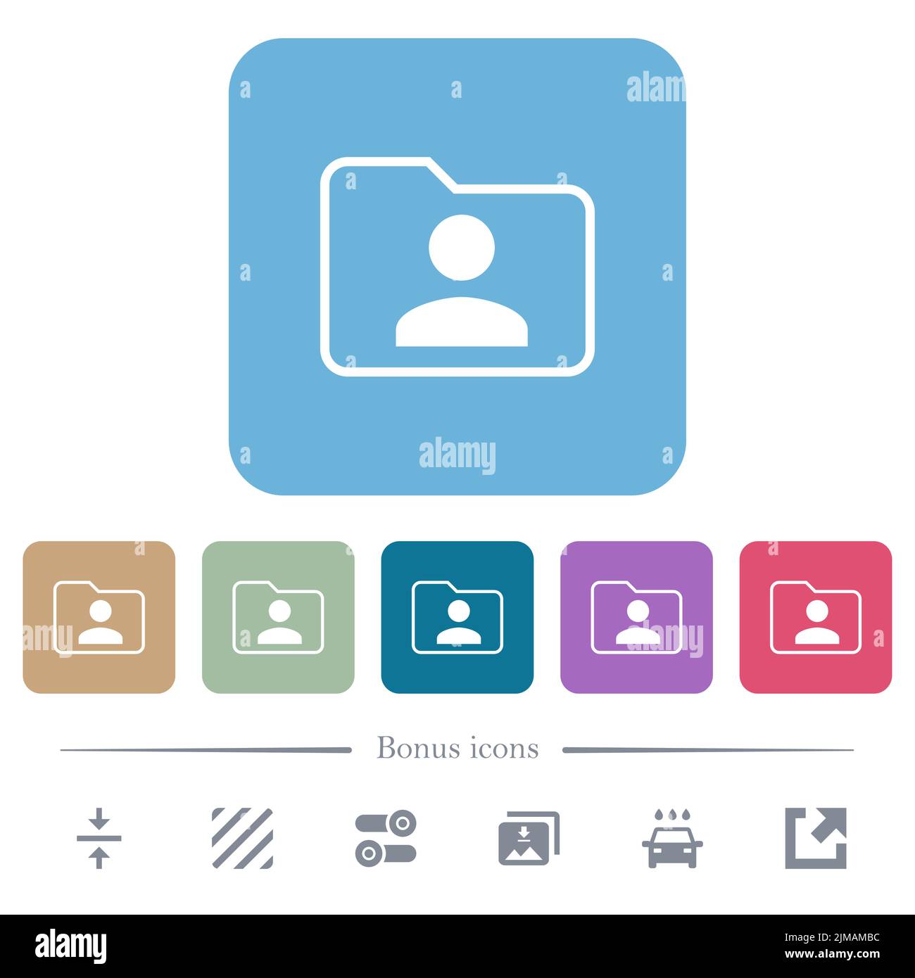 Folder owner white flat icons on color rounded square backgrounds. 6 ...