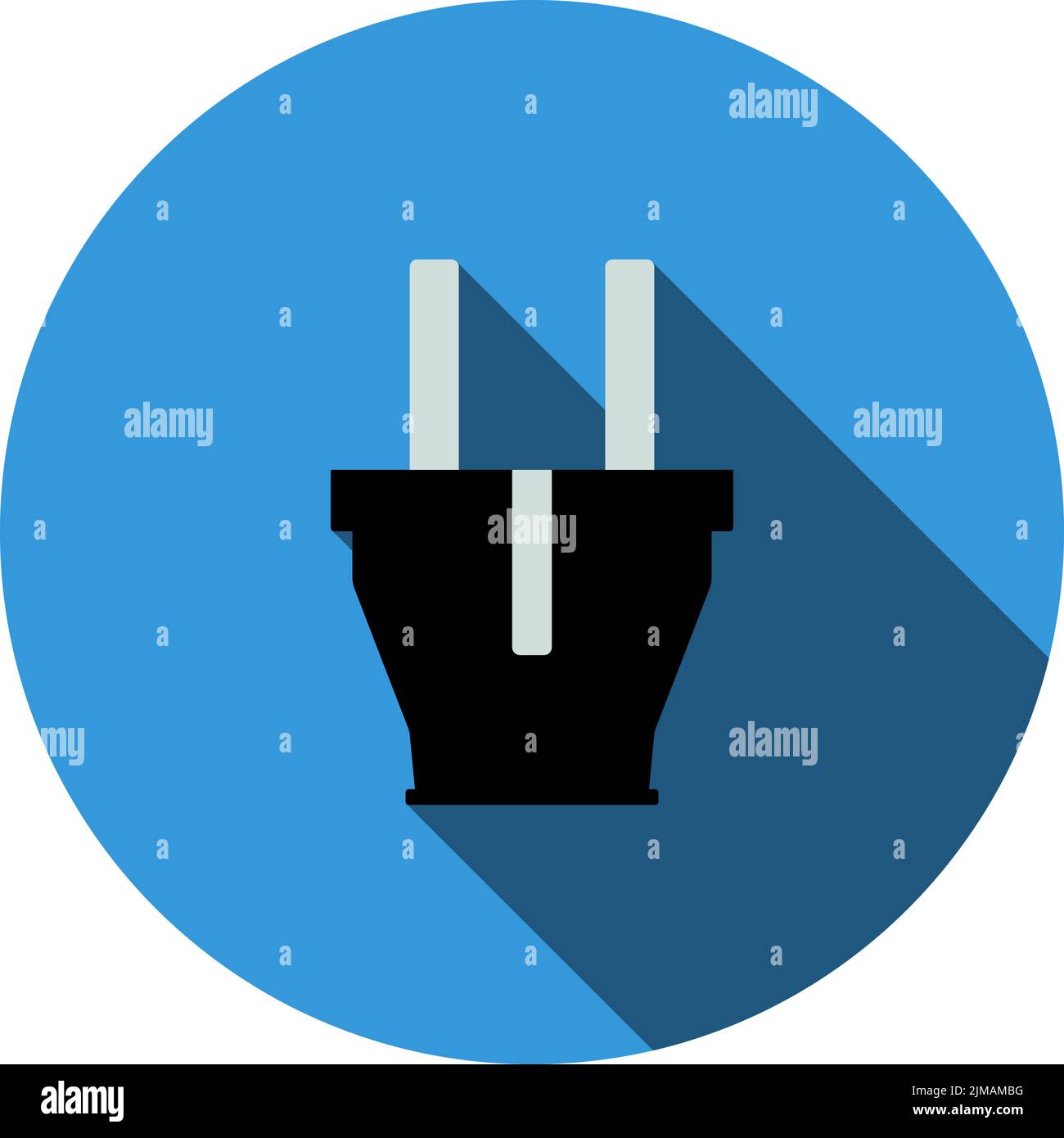 Electrical Plug Icon. Flat Circle Stencil Design With Long Shadow ...