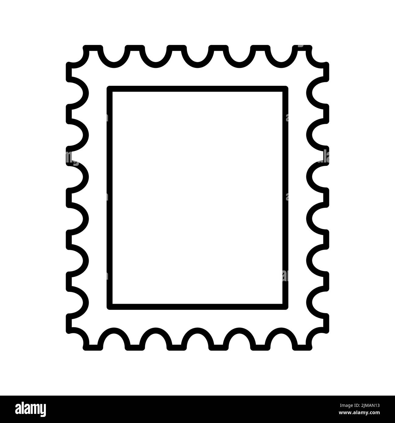 Postage stamp frame icon. Empty border template for postcards and ...