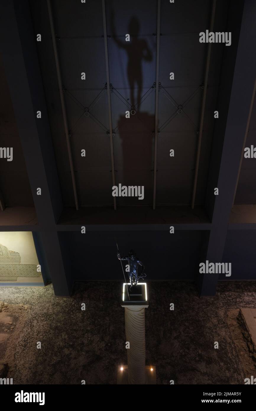 Ancient mars, Mars sculpture in Gaziantep Zeugma museum. Illumination ...