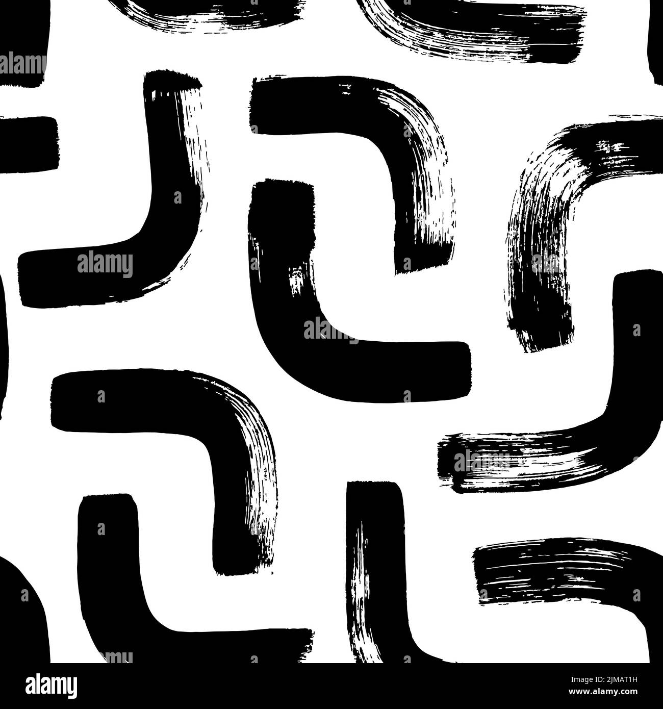 Black Flowing Curved Lines Vector Seamless Pattern Stock Vector Image And Art Alamy