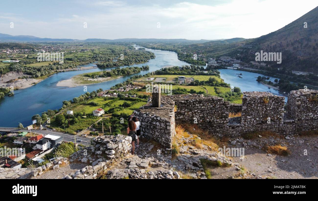 The ruins of Rozafa Castle near the city of Shkoder, in northwestern ...