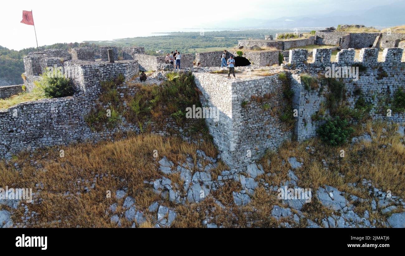 The ruins of Rozafa Castle near the city of Shkoder, in northwestern ...