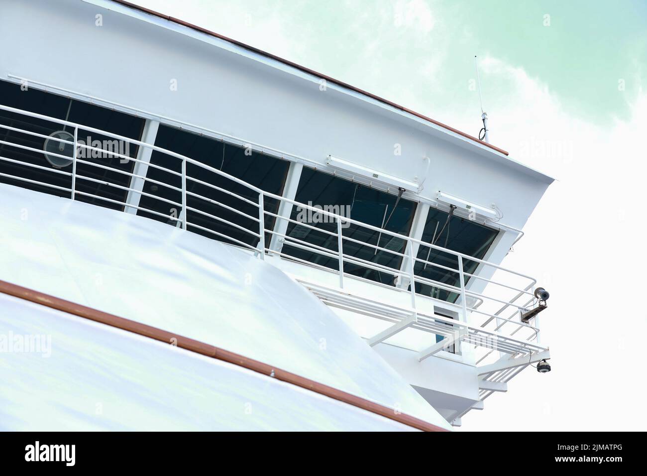 Navigation bridge of cruise ship with watch officer Stock Photo - Alamy