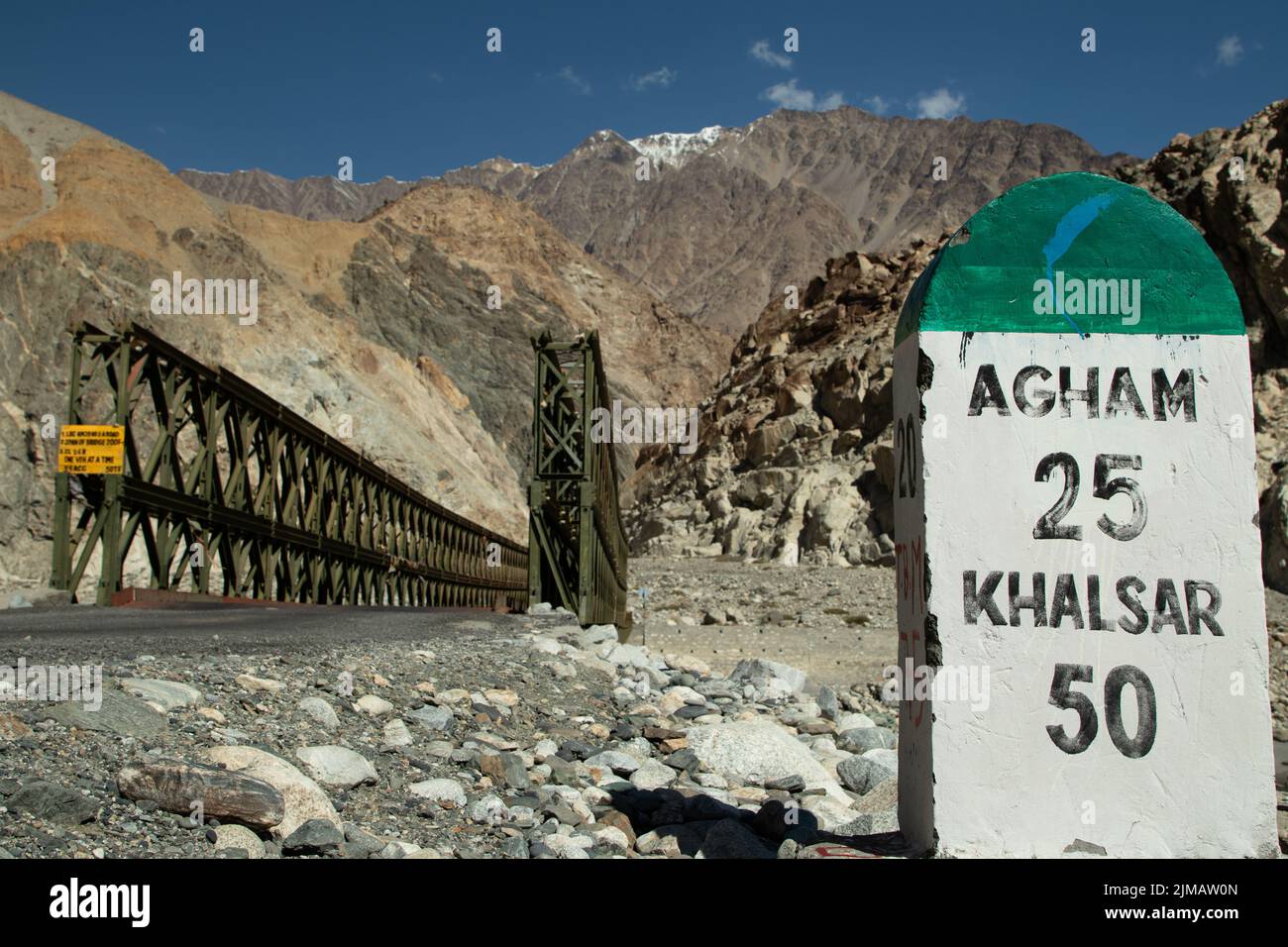 Agham, Leh, India 09 April 2022 - Signage With Distance To Agham ...