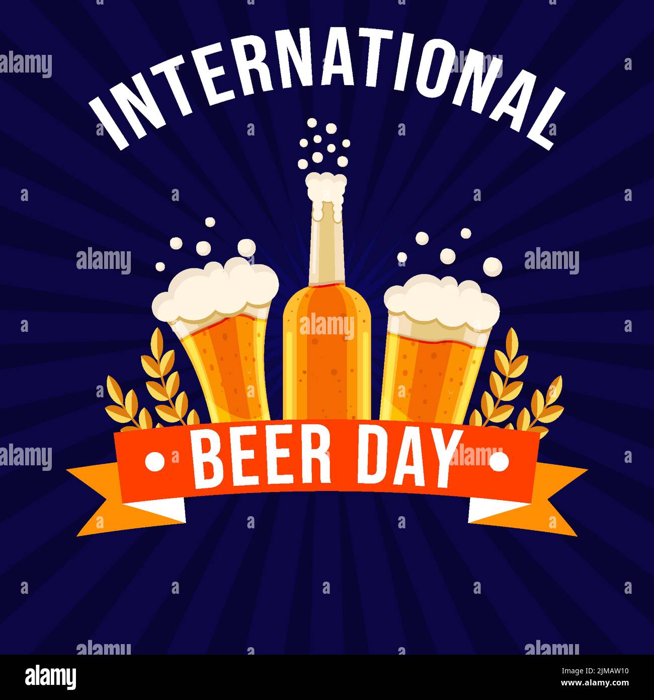 flat international beer day illustration with beer glasses and beer ...