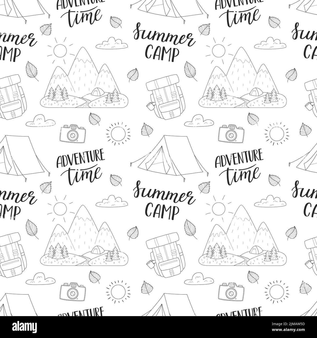 Hiking camping seamless pattern Cut Out Stock Images & Pictures - Alamy
