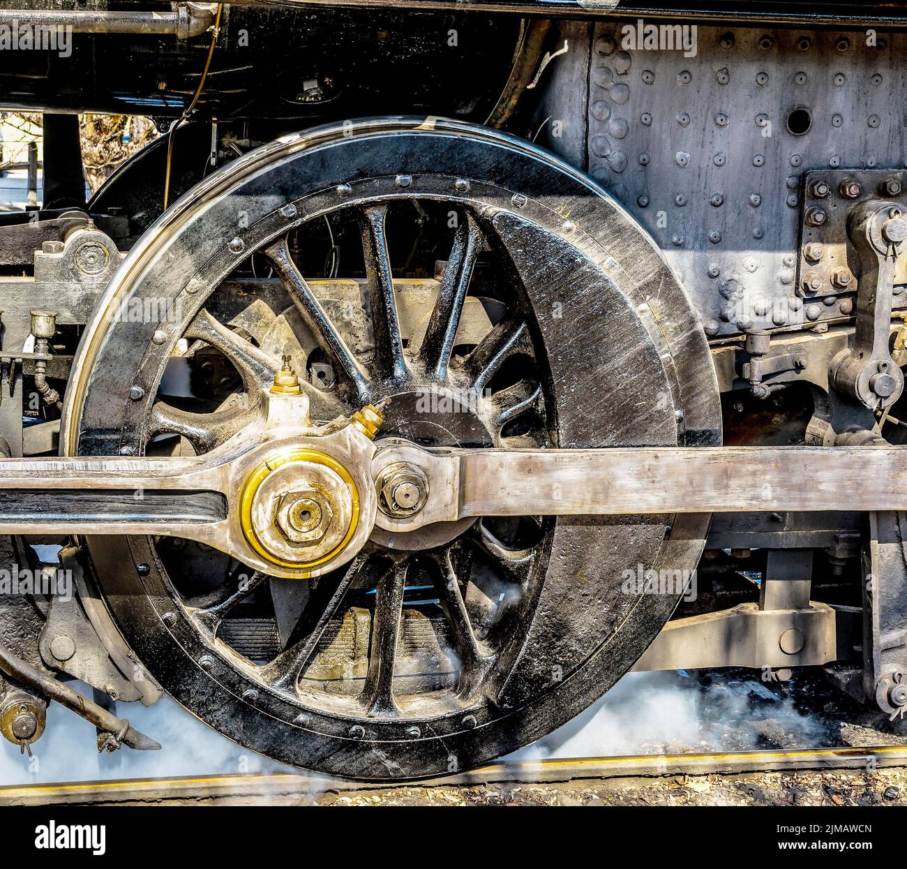 Steam Engine Drive Wheel Stock Photo - Alamy