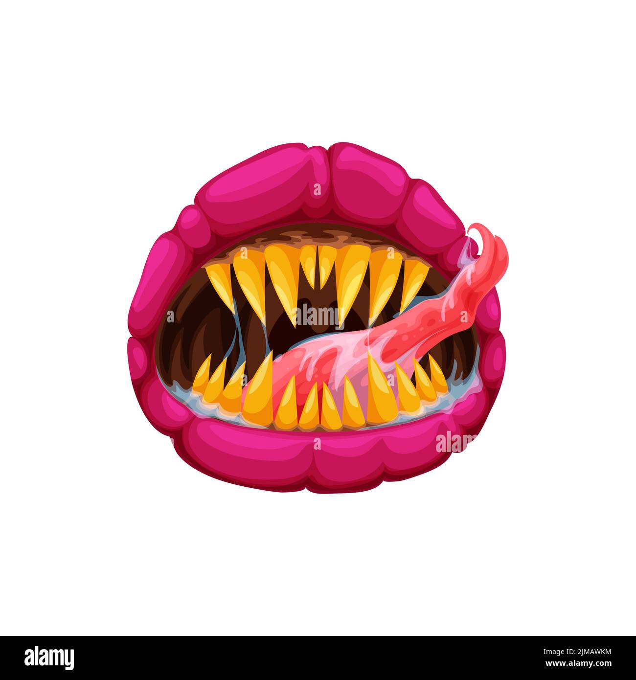 Monster mouth Halloween horror holiday lips with fangs isolated cartoon ...