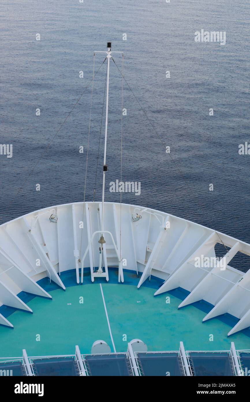 Wide angle shot of front of the cruise ship in summer time Stock Photo ...