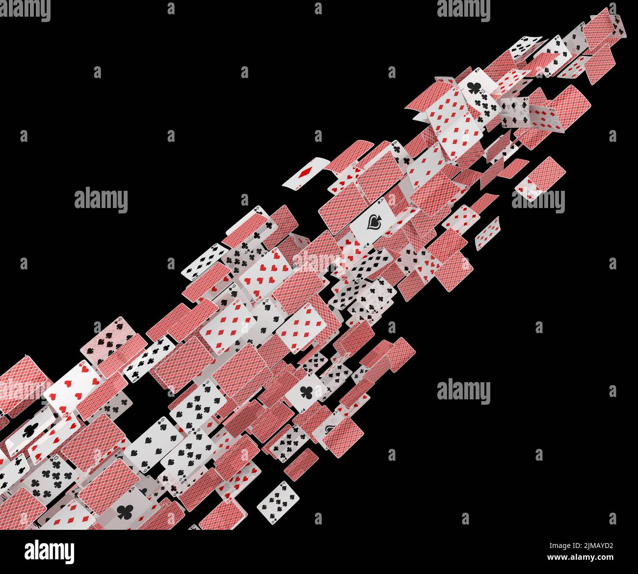 Cards diagonal flying game gambling abstract, 3d illustration ...
