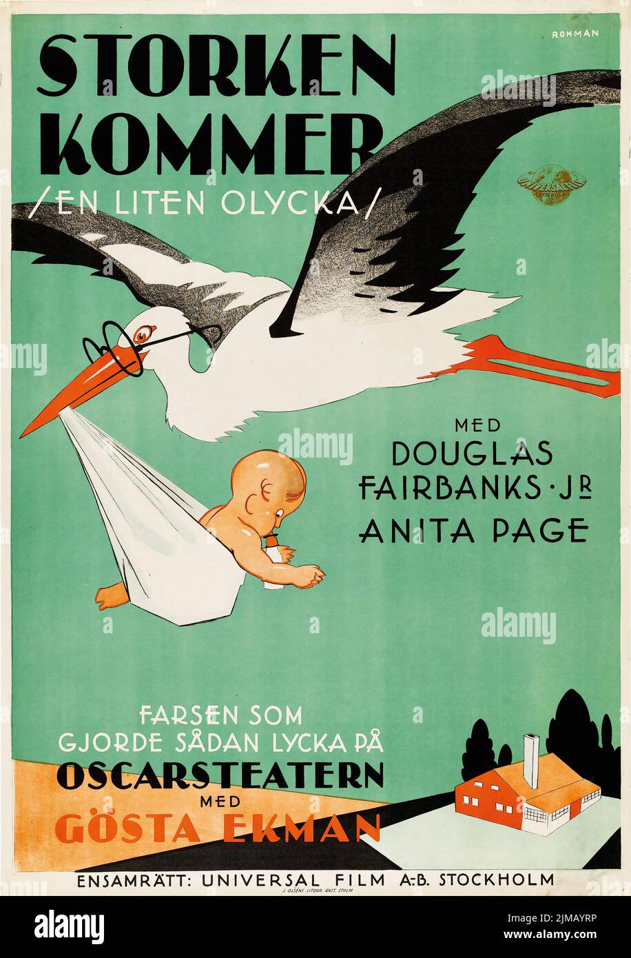Storken kommer - Little Accident (Universal, 1930). Swedish film poster ...