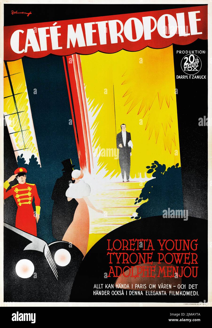 Cafe Metropole - Swedish film poster - Eric Rohman artwork 1937 Stock ...