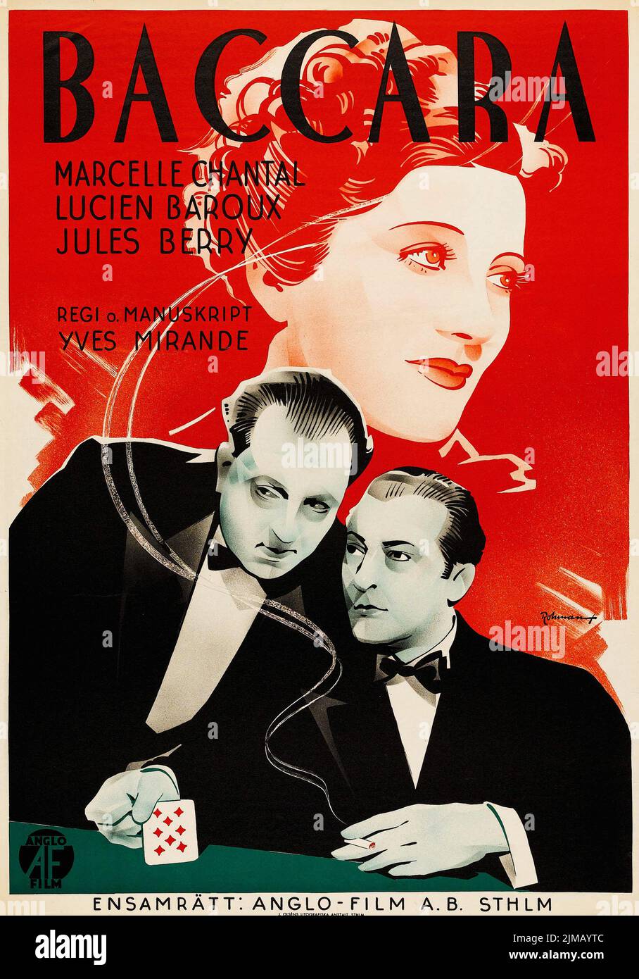 Baccara (A.C.E., 1936). Swedish film poster - Eric Rohman artwork Stock ...