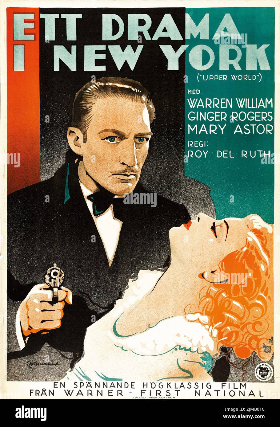 Ett drama i New York - Upperworld (Warner Brothers, 1934). Swedish film ...