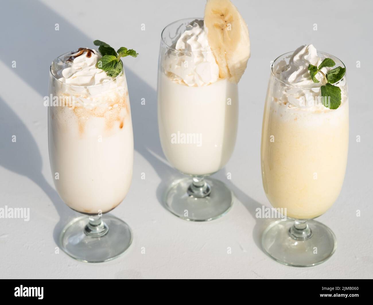 healthy nutrition refreshment creamy milkshakes Stock Photo - Alamy