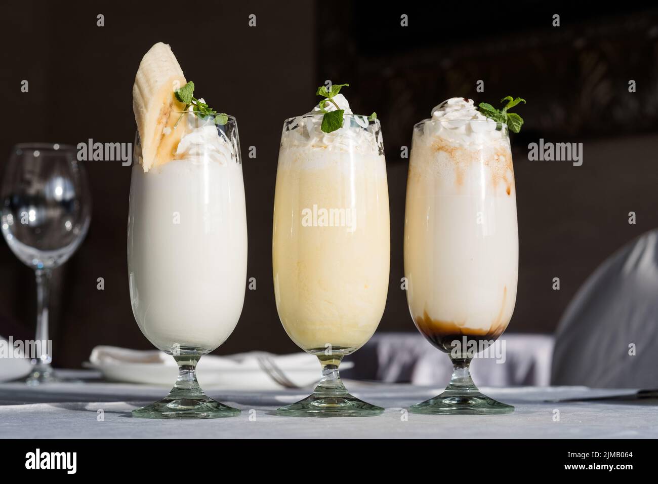 delicious milkshake restaurant setting background Stock Photo - Alamy