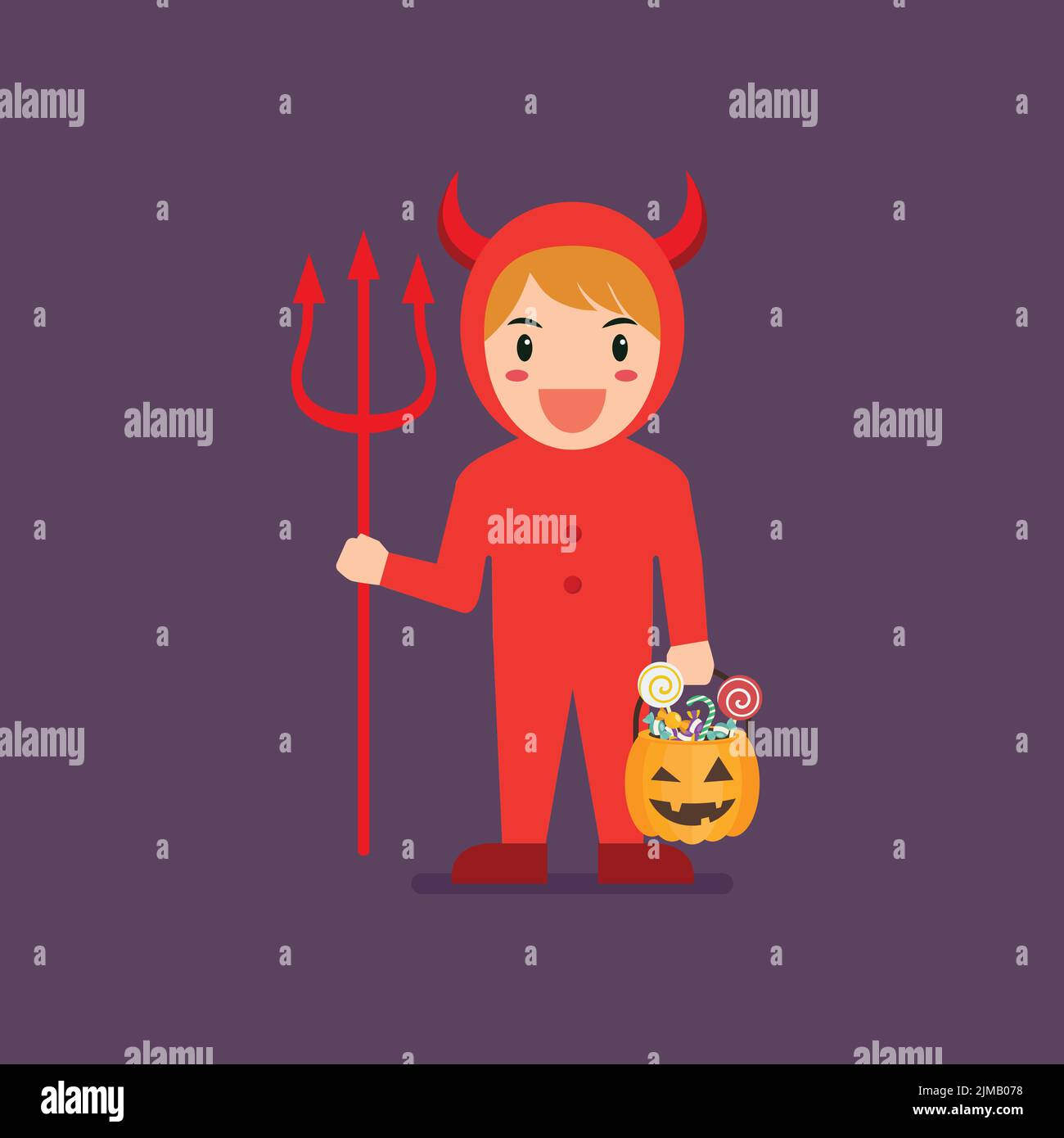 Kids in devil halloween costume. Vector illustration Stock Vector Image ...