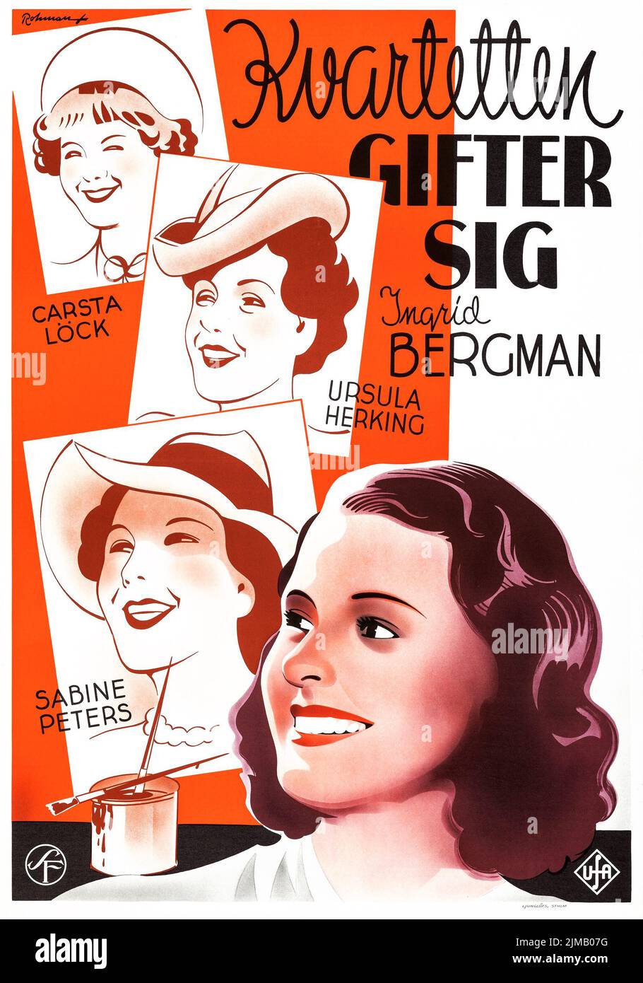 Kvartetten gifter sig - Ingrid Bergman, Swedish film poster - The Four ...