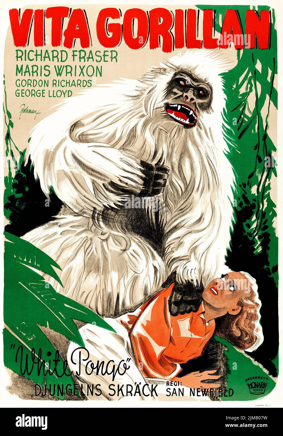 Vita gorillan - White Pongo (Monark, 1948). Swedish movie poster Eric ...