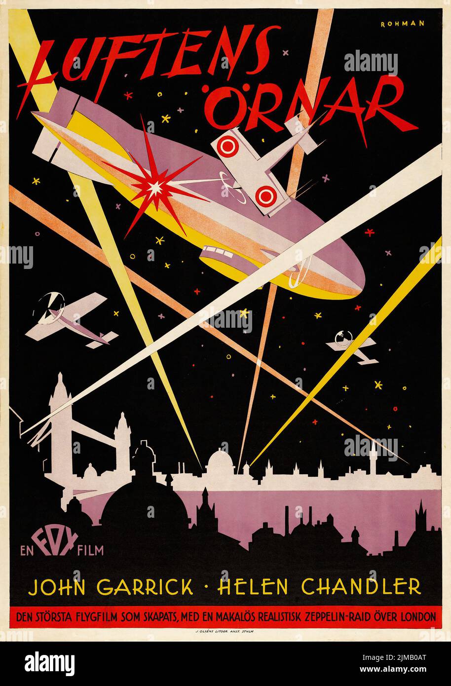 Luftens örnar - Sky Hawk (Fox, 1929). Swedish film poster. Eric Rohman ...